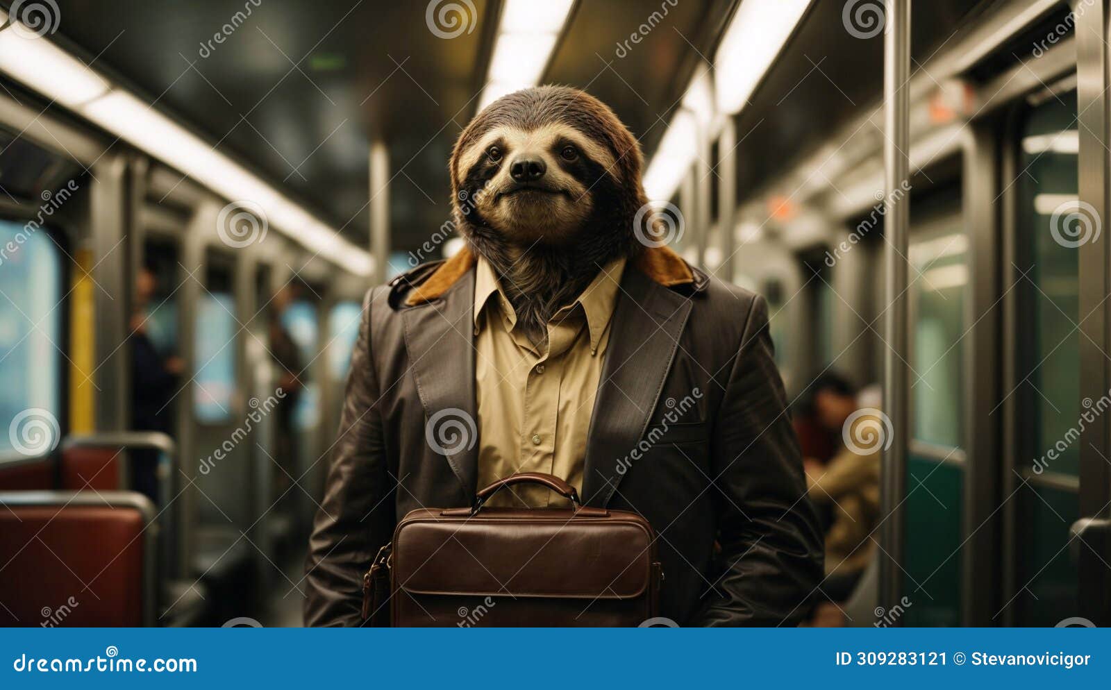 Man Commuting To Work Standing In Metro Cartoon Vector | CartoonDealer ...