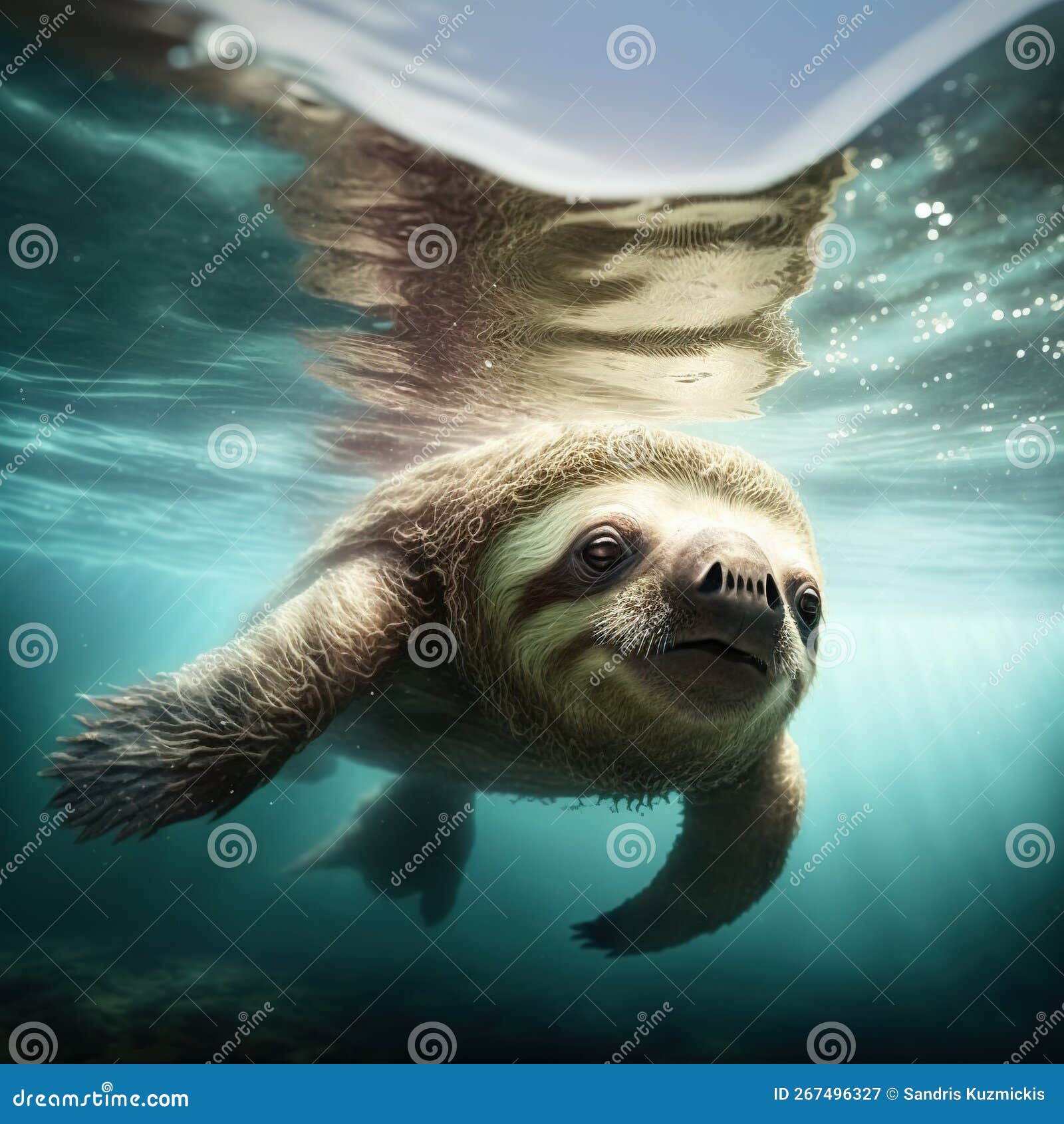 Sloth Swim Underwater. Generative AI Stock Illustration - Illustration ...