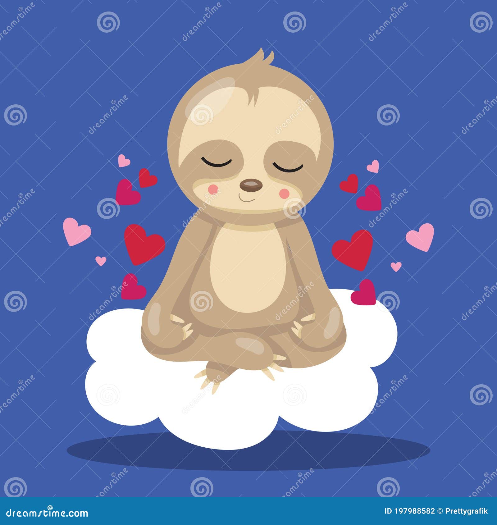 SLOTH VALENTINE MEDITATE 03 Stock Vector - Illustration of meditate ...