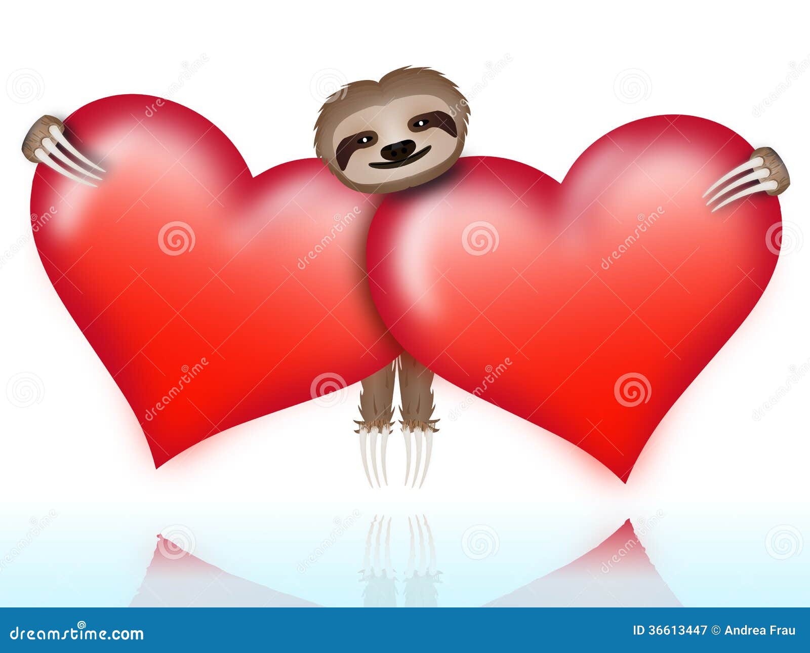 Sloth on Valentines Day stock illustration. Illustration of passion ...