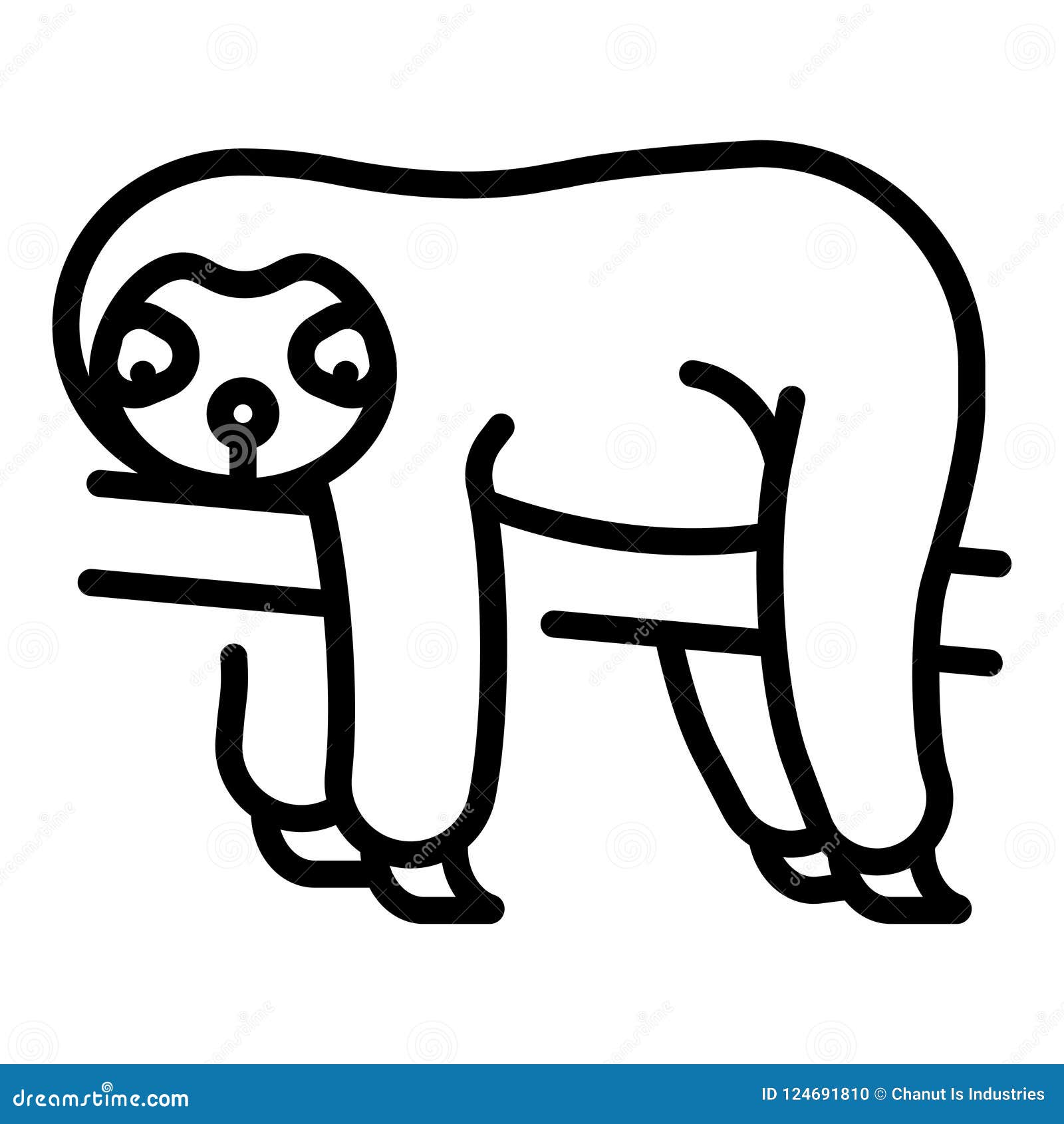 Sloth Line illustration stock vector. Illustration of safari - 124691810
