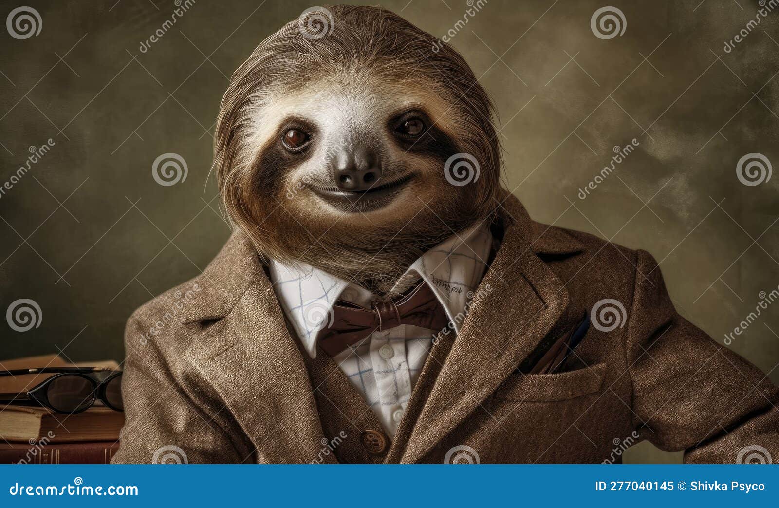 A Sloth Wearing Coat Generative AI Stock Illustration - Illustration of ...