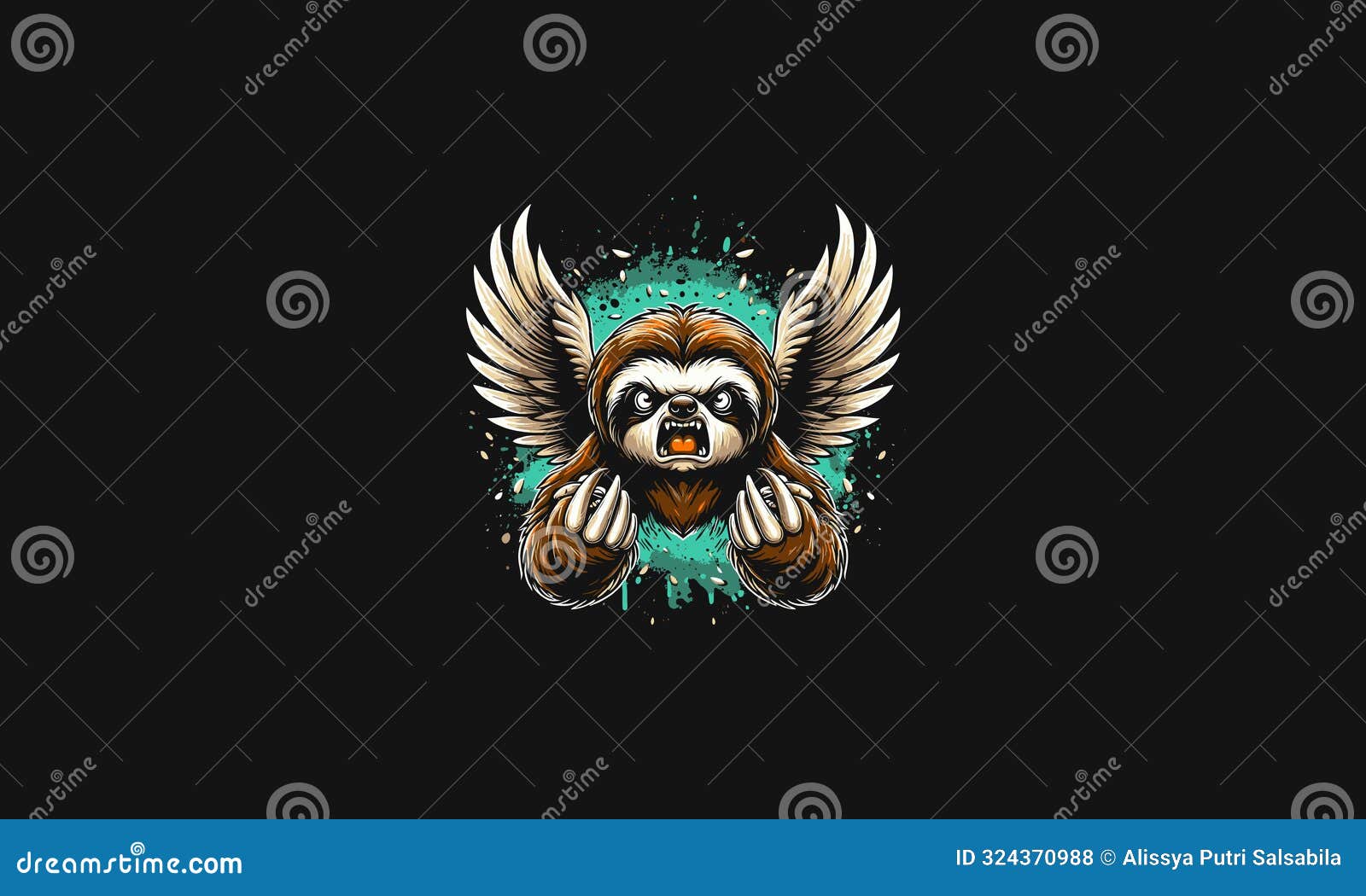 Sloth with Wings Angry Vector Mascot Design Stock Illustration ...