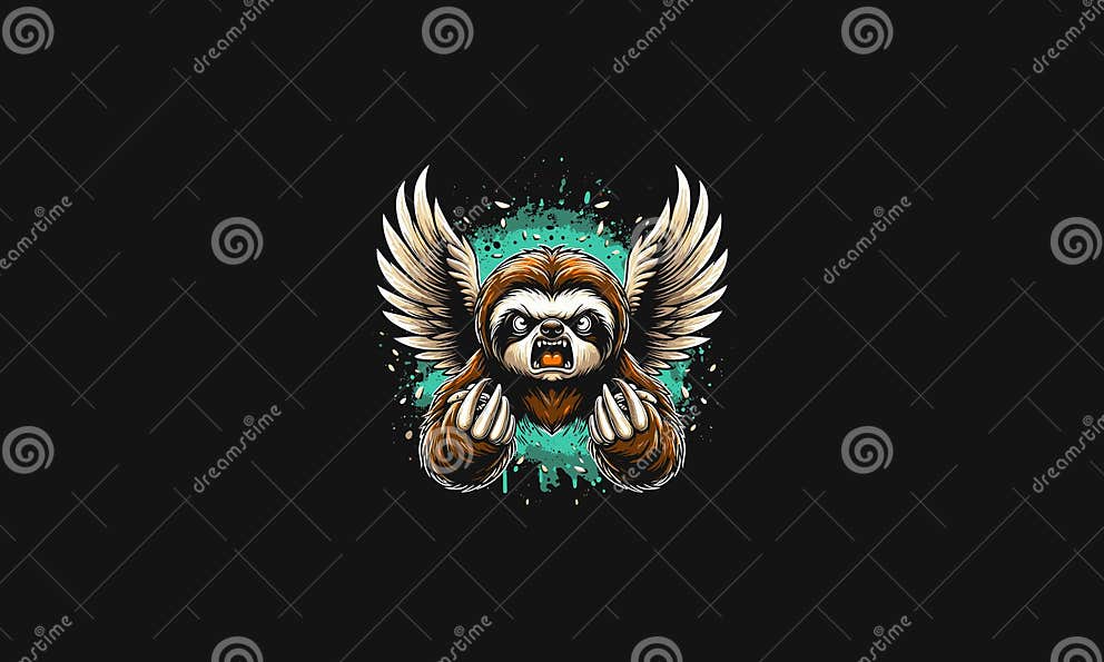 Sloth with Wings Angry Vector Mascot Design Stock Illustration ...
