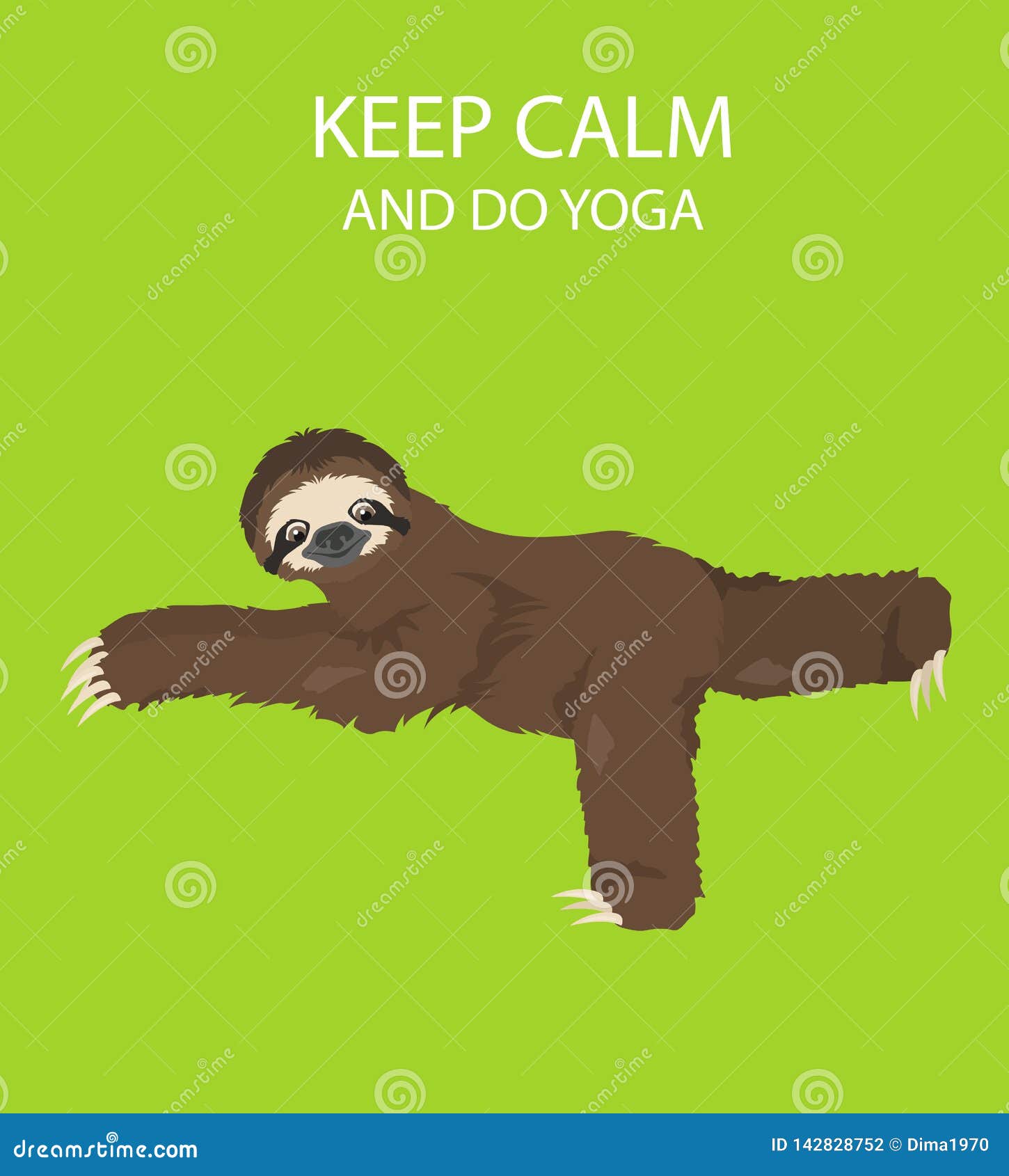Sloth Yoga Collection. Funny Cartoon Animals in Different Postures Set ...