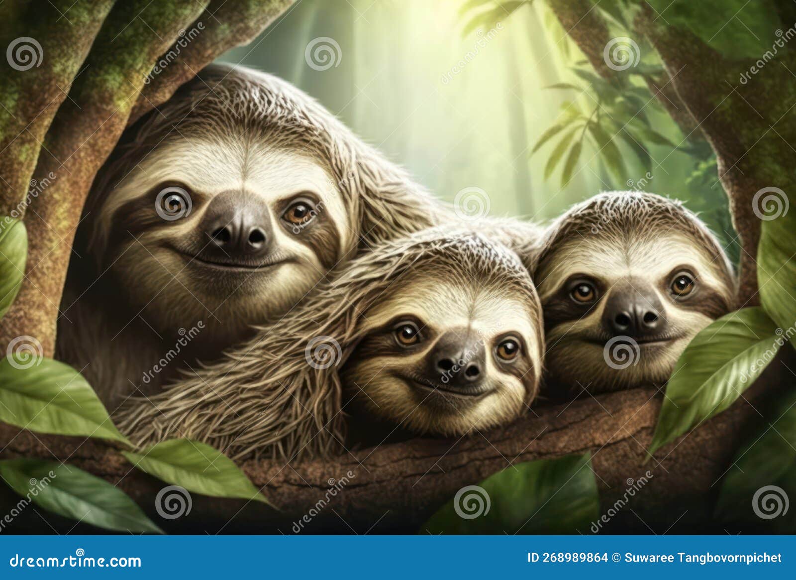 Sloths with Copy Space Background. World Wildlife Day Concept Stock ...