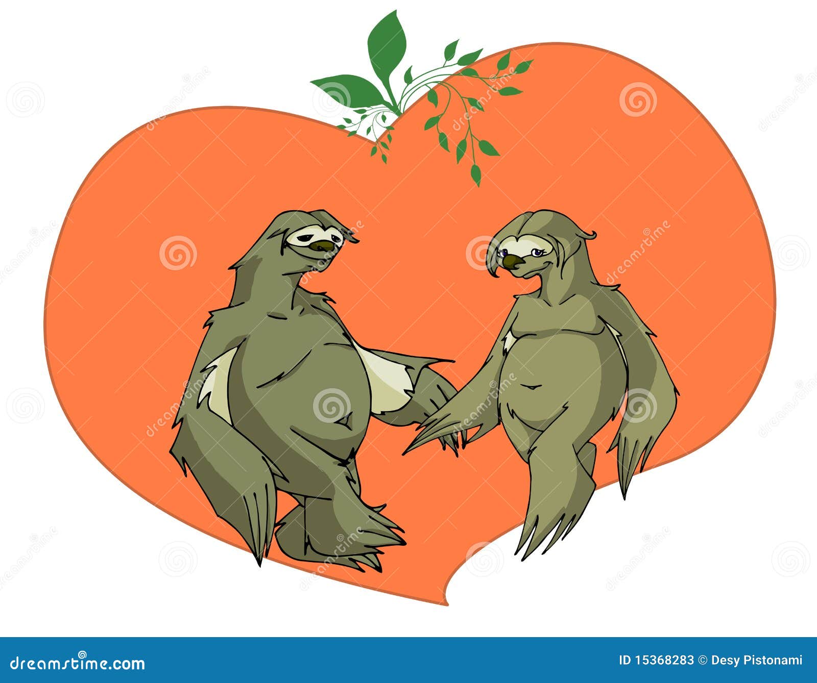 Sloths in love stock vector. Illustration of beloved - 15368283