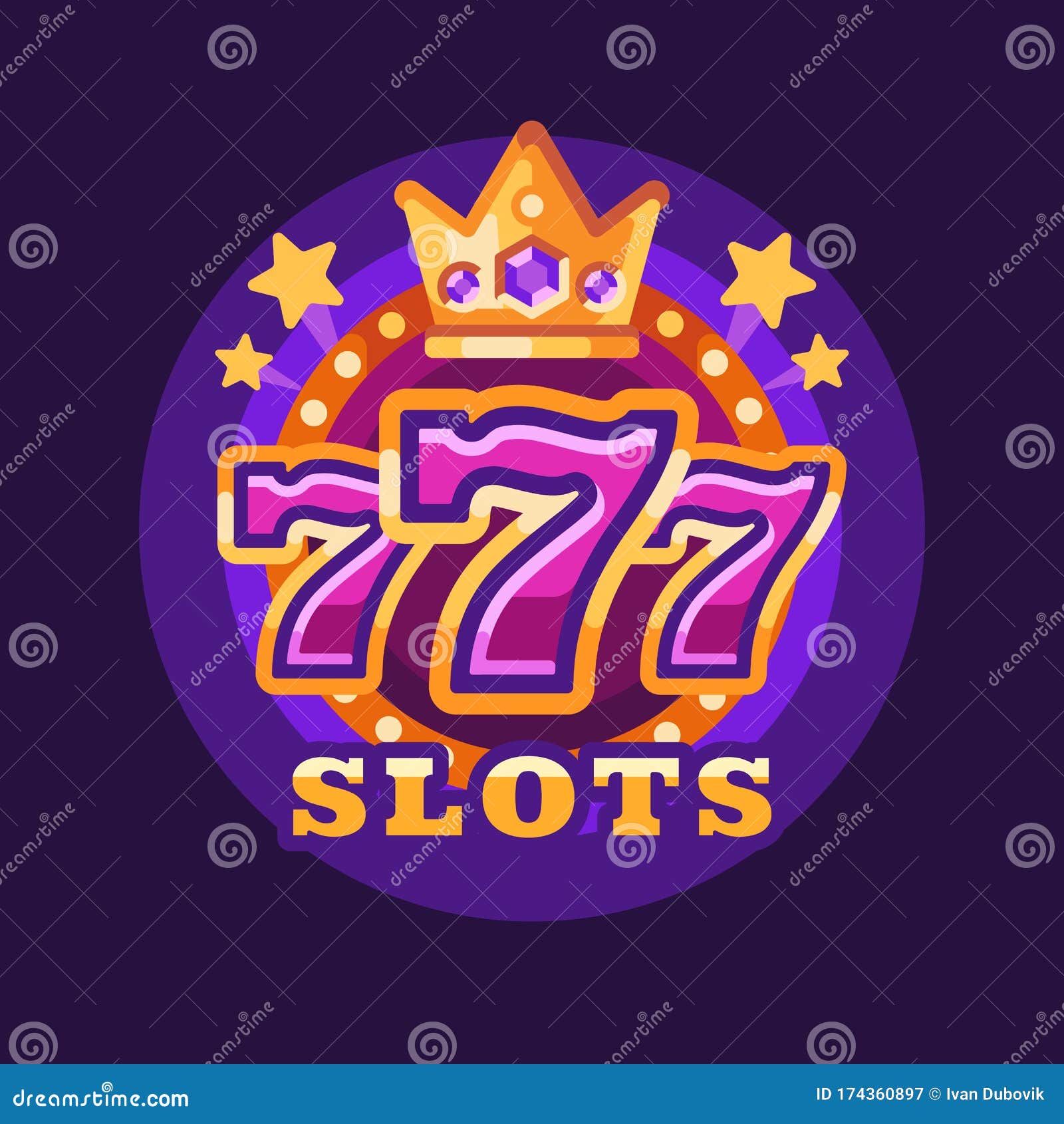 777 Slots Casino Win Illustration on Purple Background Stock Vector ...