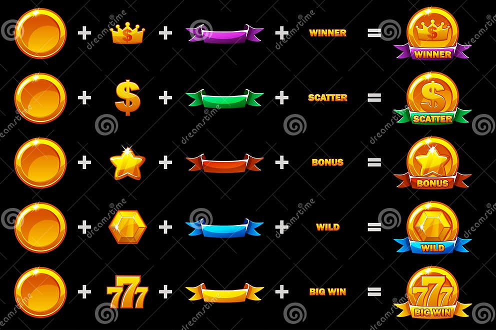 Slots Icons, Create Kit Symbols. Wild, Bonus, Scatter and Winner Stock ...