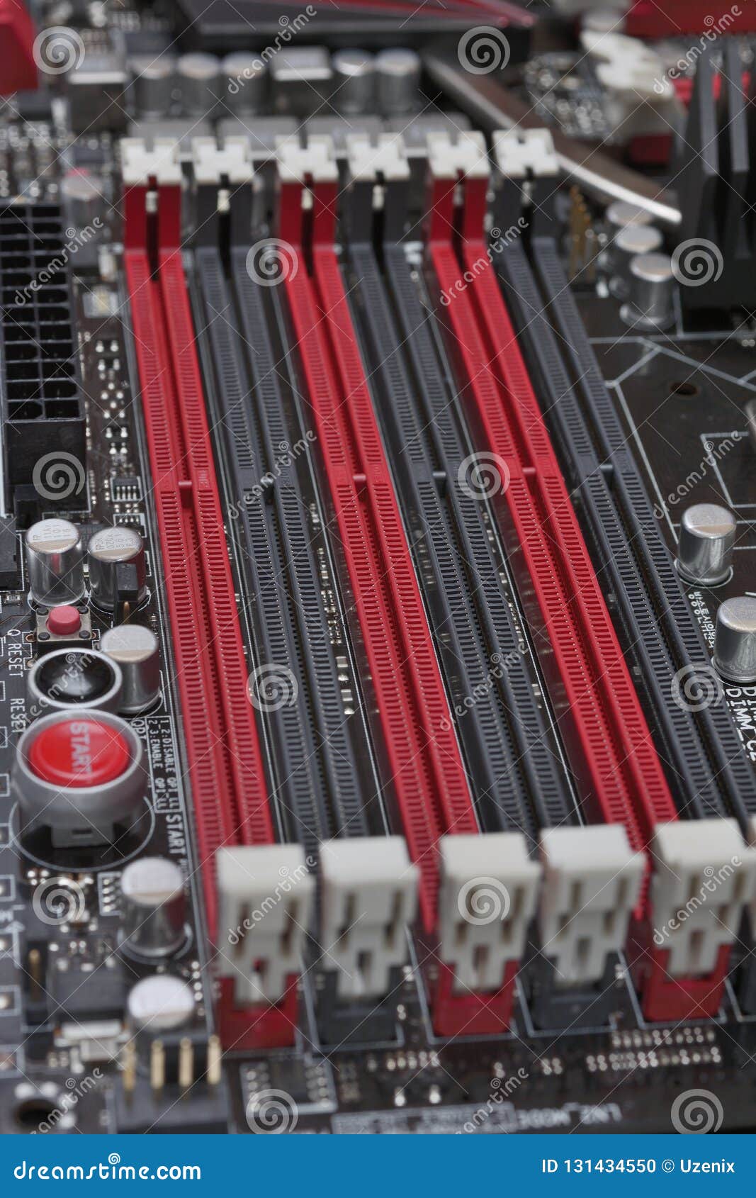 Slots for Random Access Memory on the Motherboard Close Up Stock Photo ...