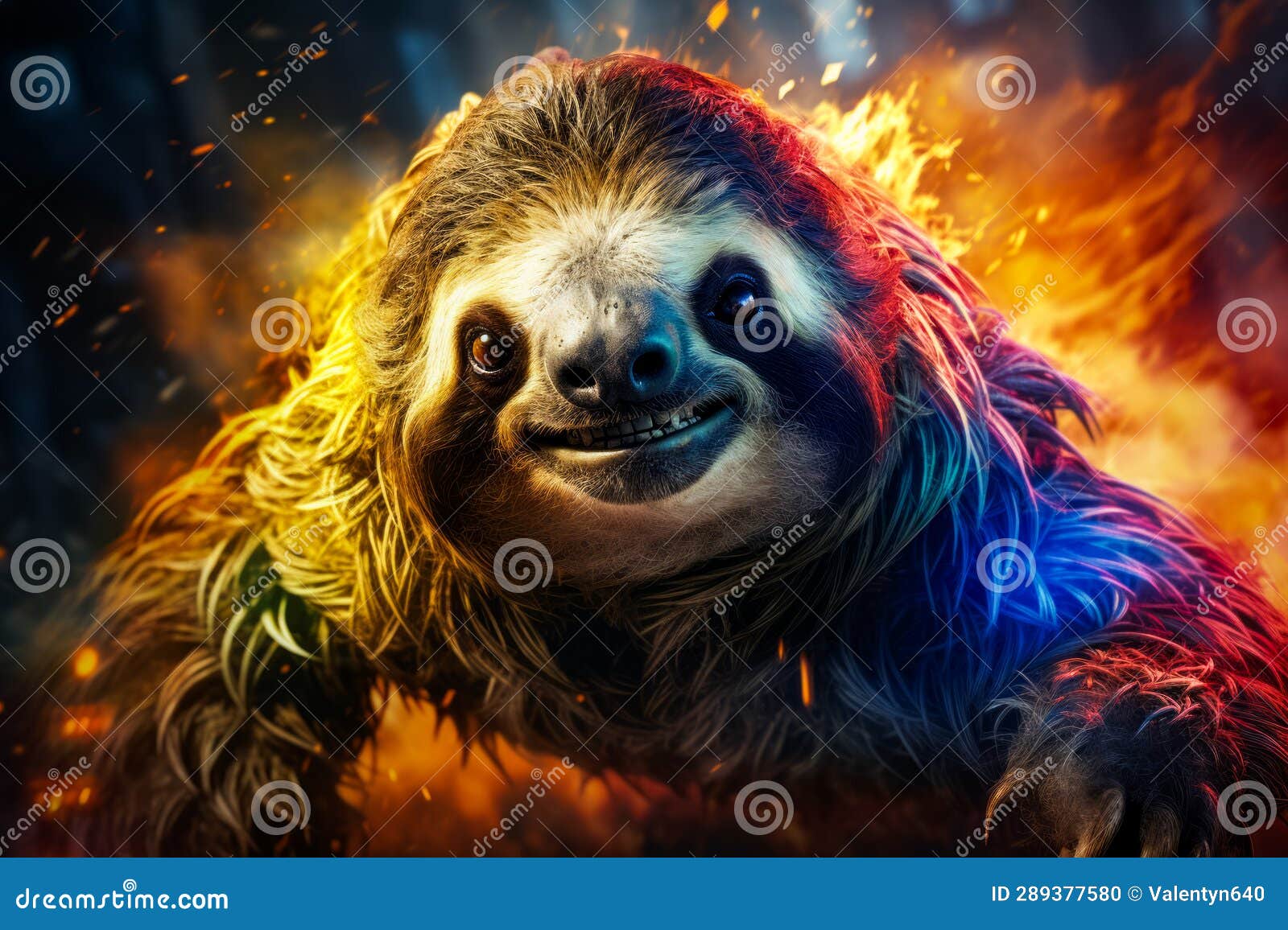 Slotty is Smiling Brightly in Picture with Fire. Generative AI Stock ...