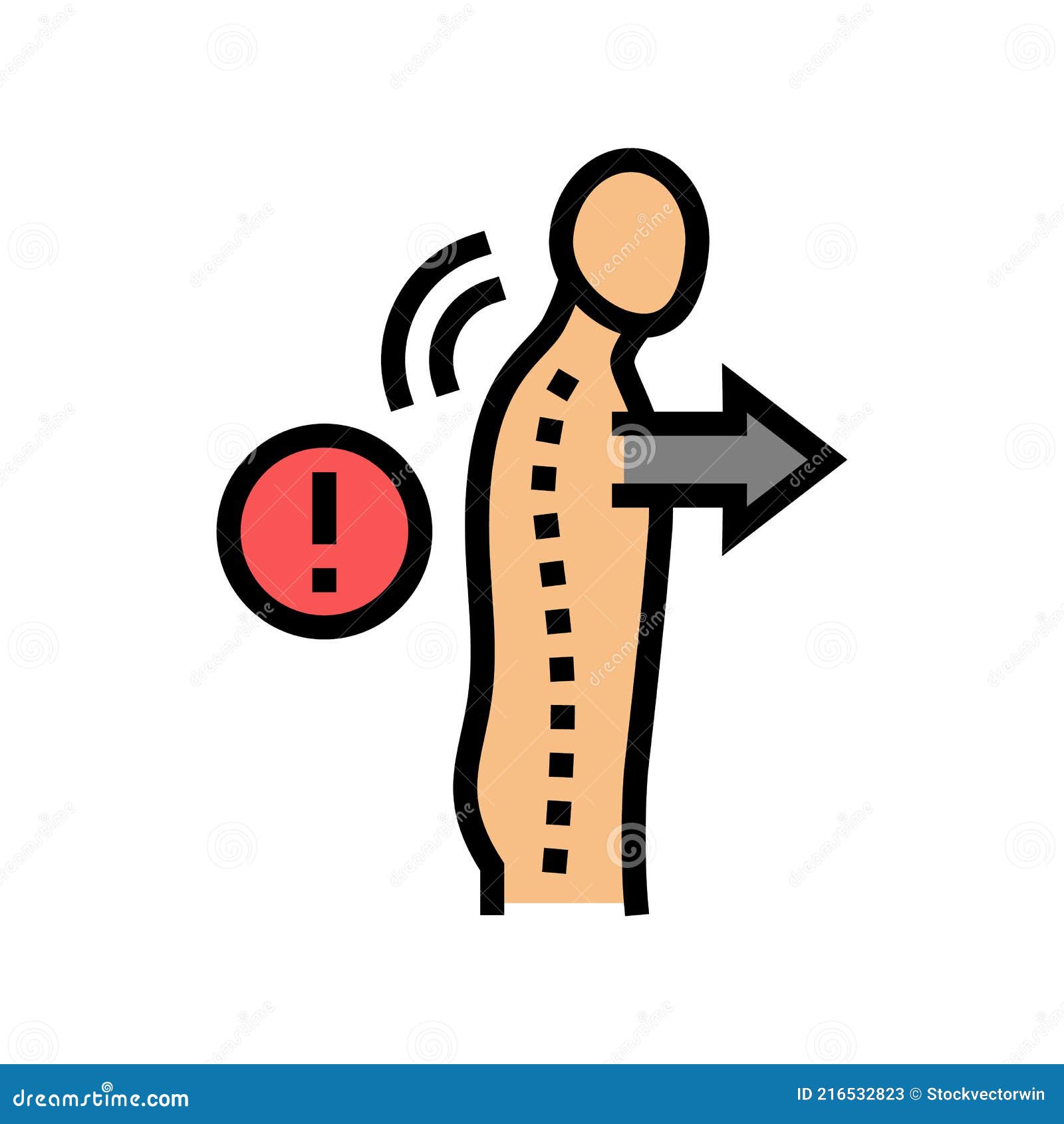 Slouch Scoliosis Color Icon Vector Illustration Stock Vector