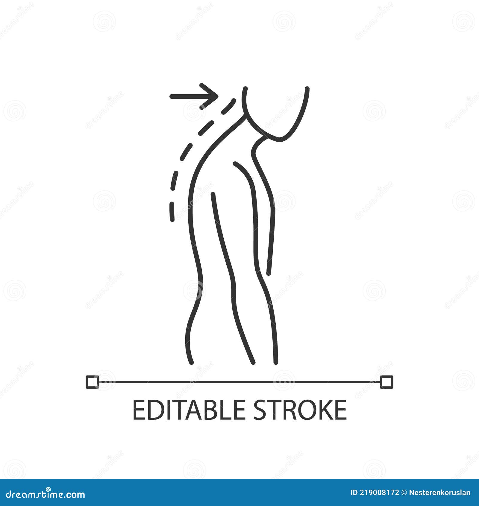 Slouching linear icon stock vector. Illustration of muscles - 219008172