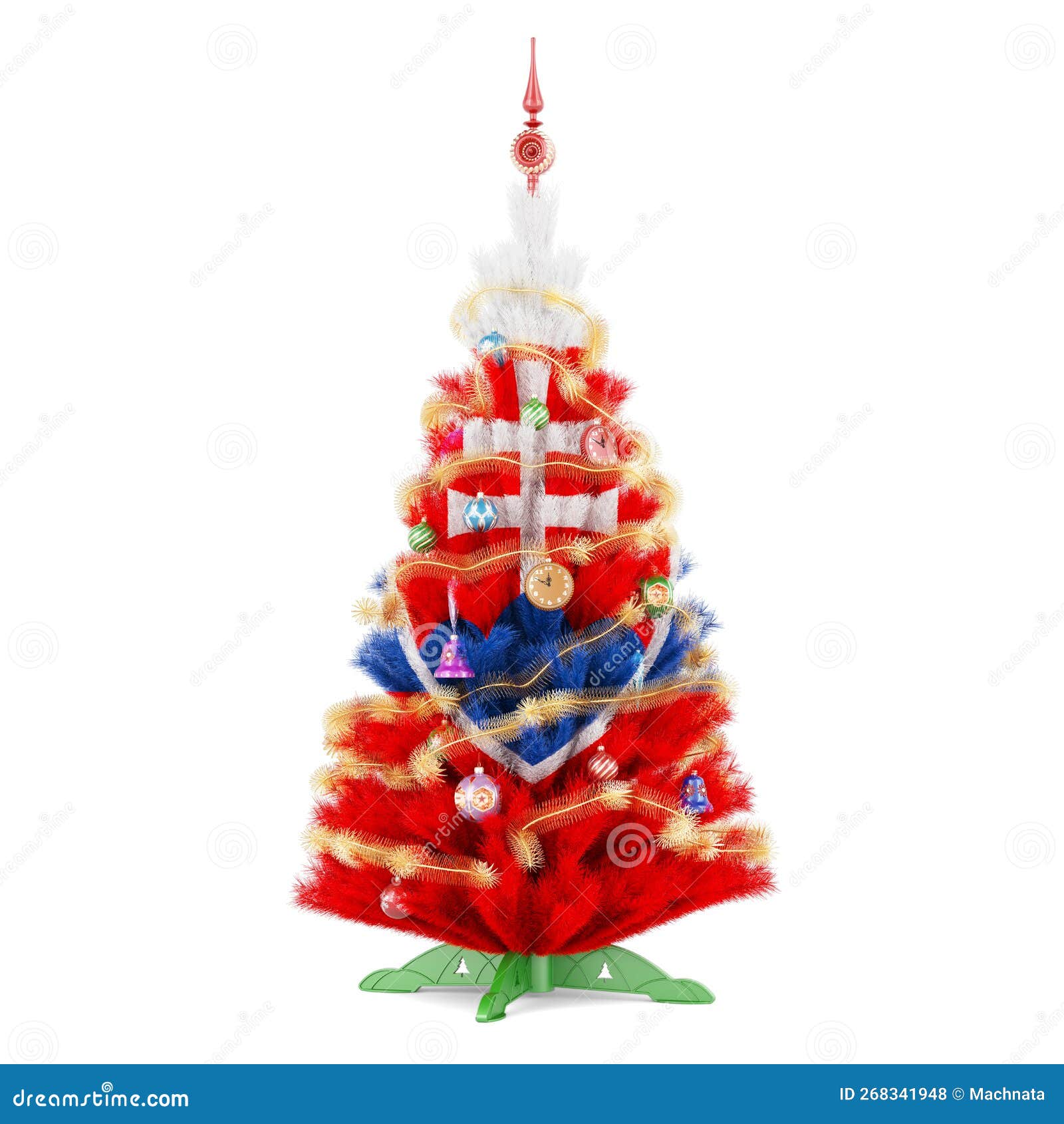 Slovak Flag Painted on the Christmas Tree, 3D Rendering Stock ...