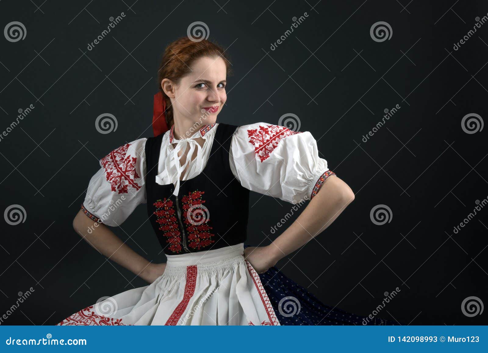Beautiful slovak woman stock image. Image of folk, background - 142098993