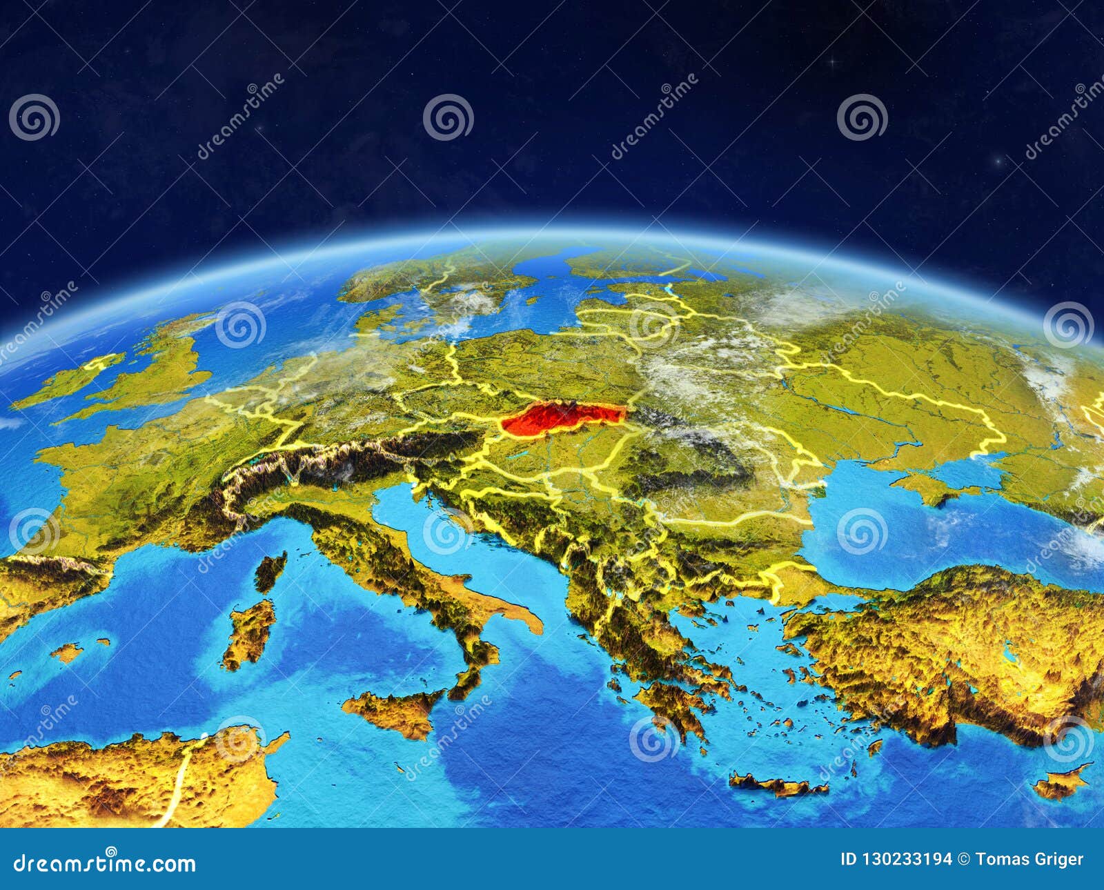 Slovakia on Earth from Space Stock Photo - Image of country, countries ...