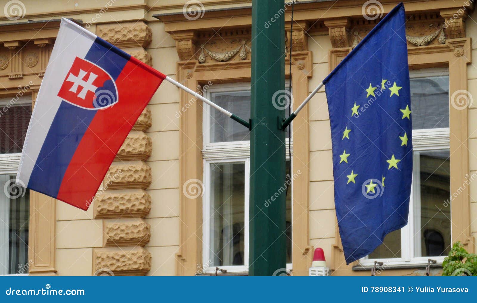 Slovakia and European Union Flags Stock Image - Image of parliament ...