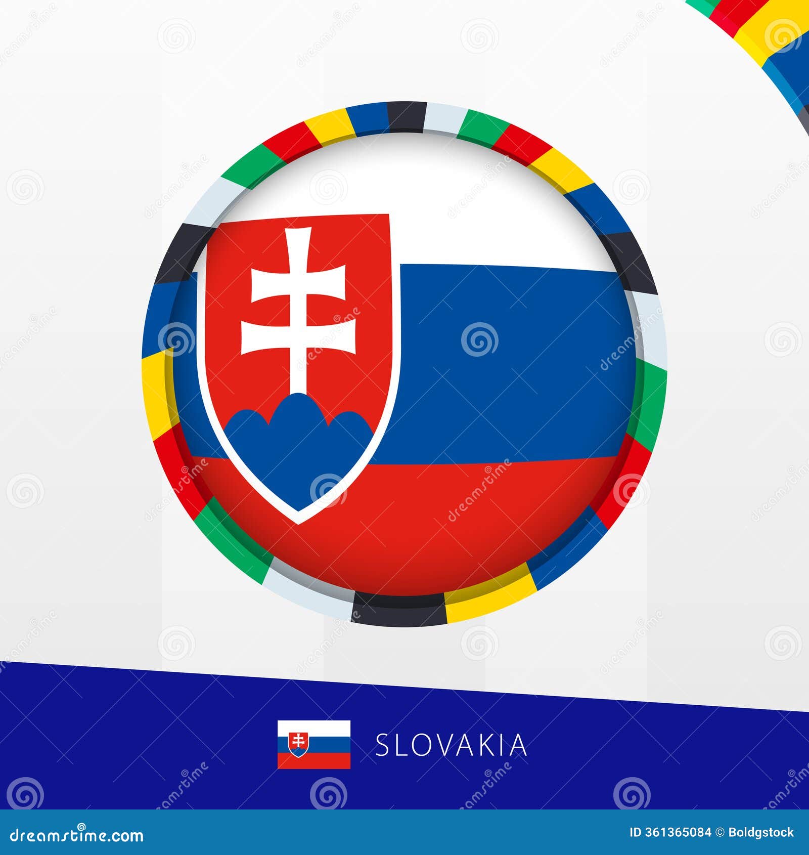 Slovakia Flag with Colorful Circle Border Stock Illustration ...