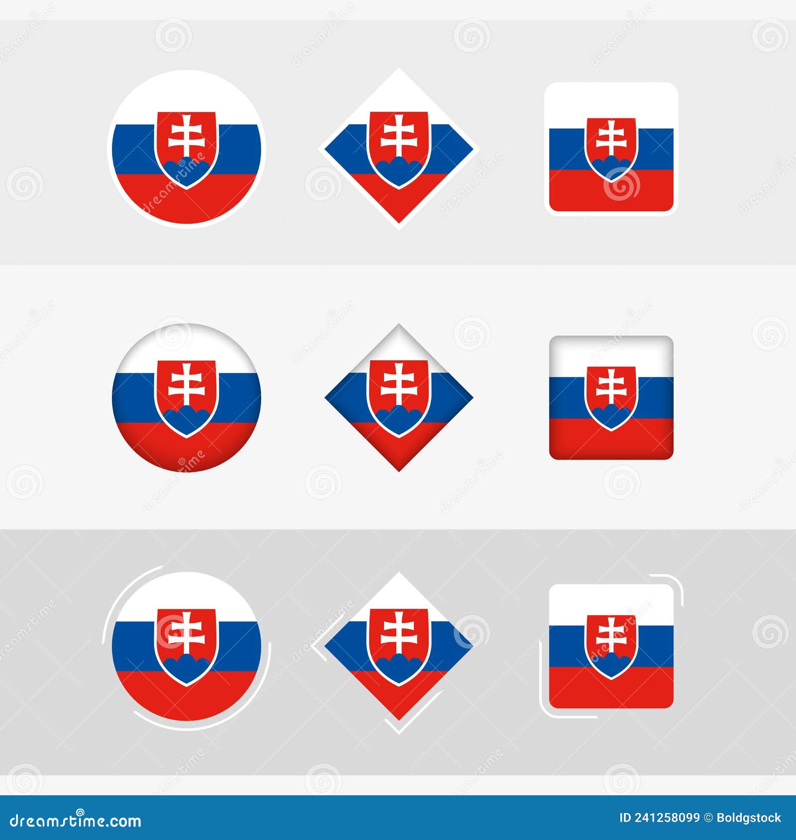 Slovakia Flag Icons Set, Vector Flag of Slovakia Stock Vector ...