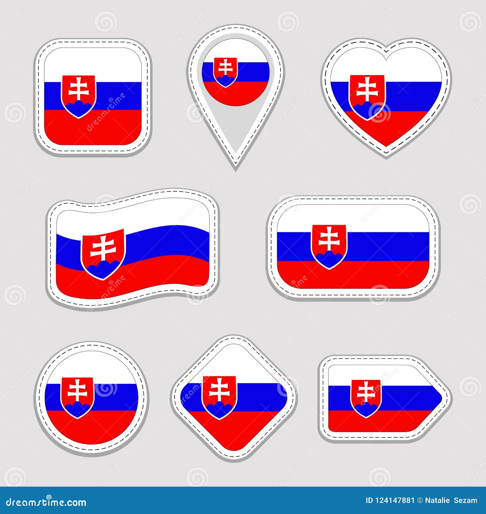 Slovakia Flag Vector Set. Slovak Flags Stickers Collection. Isolated ... Slovakia Flag Vector Set. Slovak Flags Stickers Collection. Isolated ...