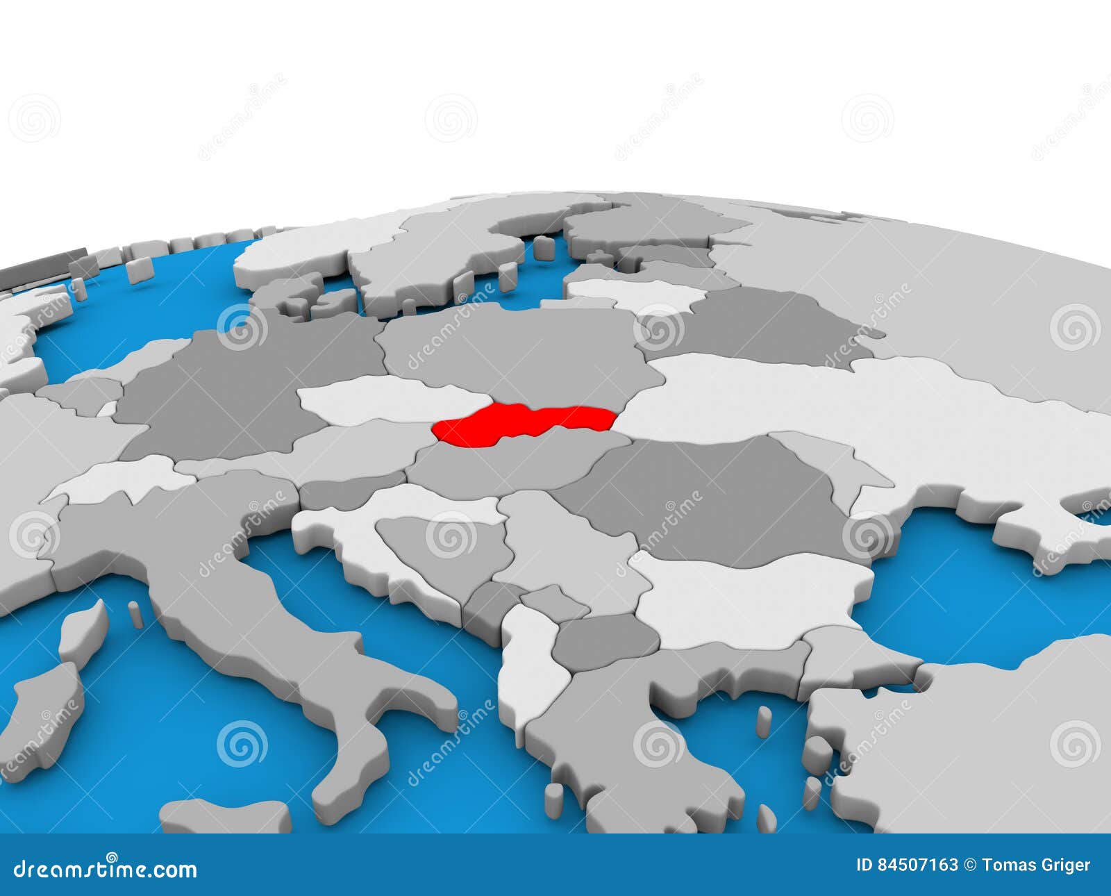 Slovakia on globe in red stock illustration. Illustration of render ...