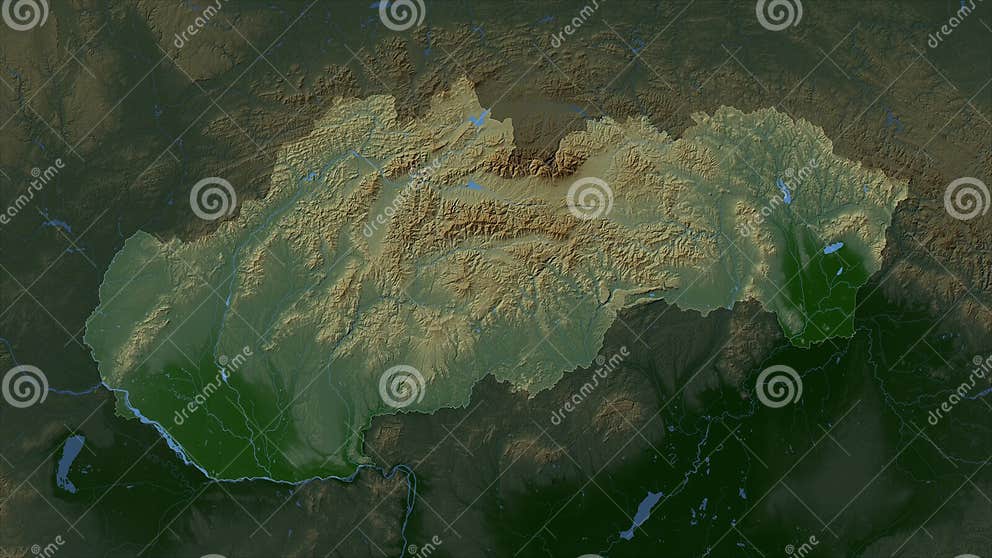 Slovakia Highlighted. Physical Stock Illustration - Illustration of ...