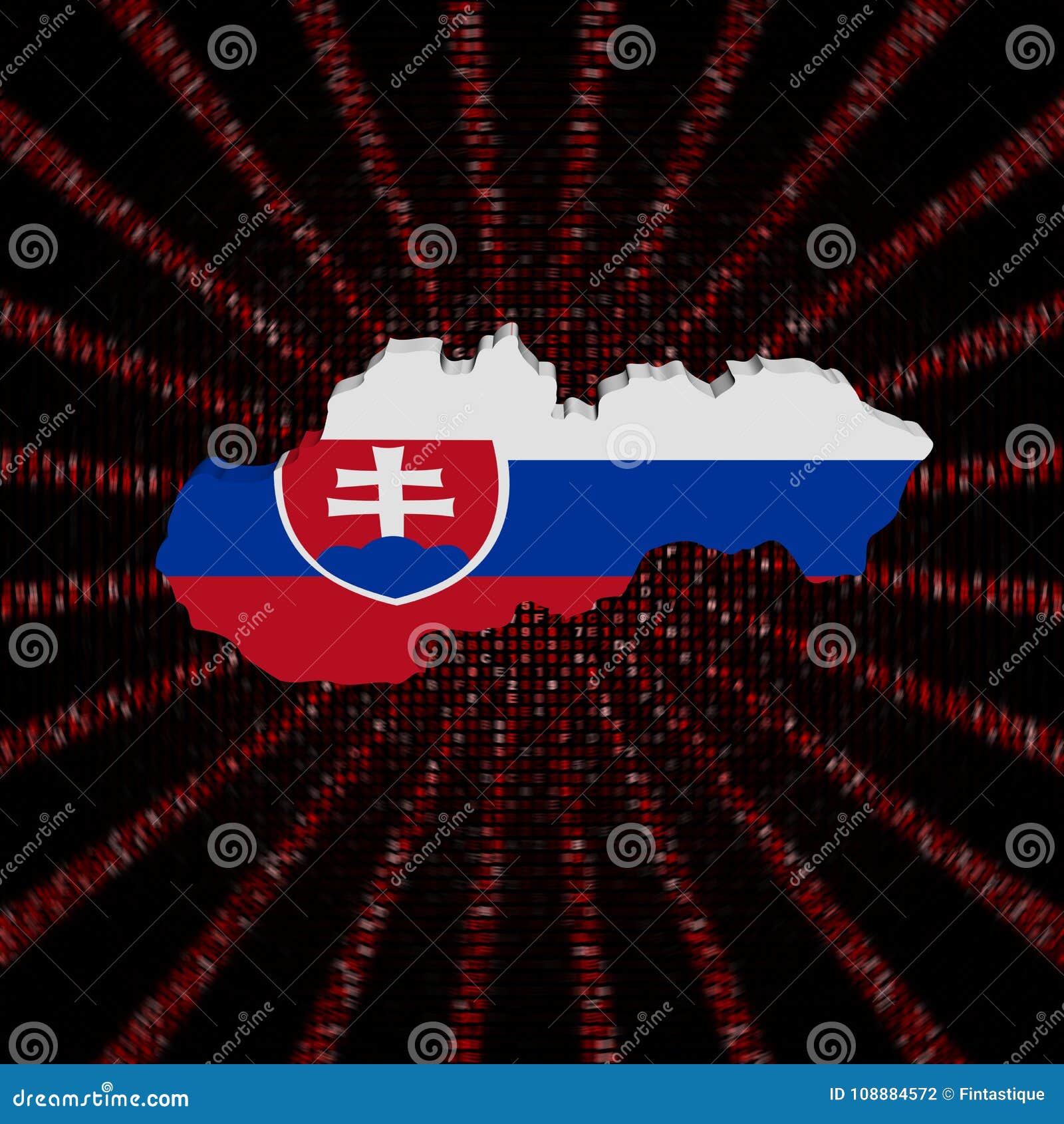 Slovakia Map Flag on Red Hex Code Burst Illustration Stock Illustration ...