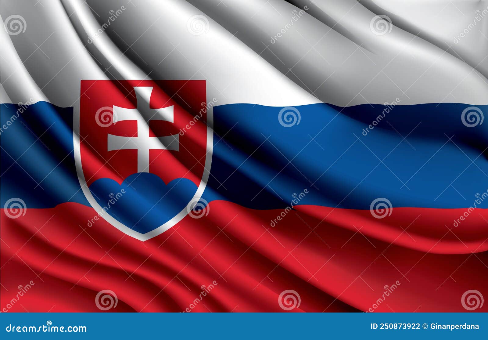 Slovakia National Flag Waving Realistic Vector Illustration Stock ...