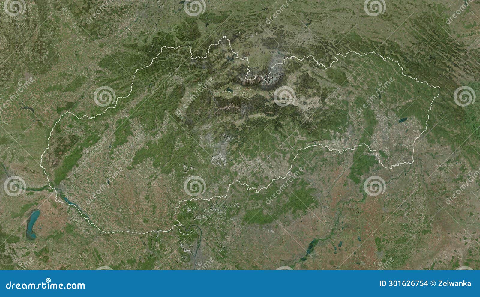 Slovakia Outlined. High-res Satellite Stock Illustration - Illustration ...