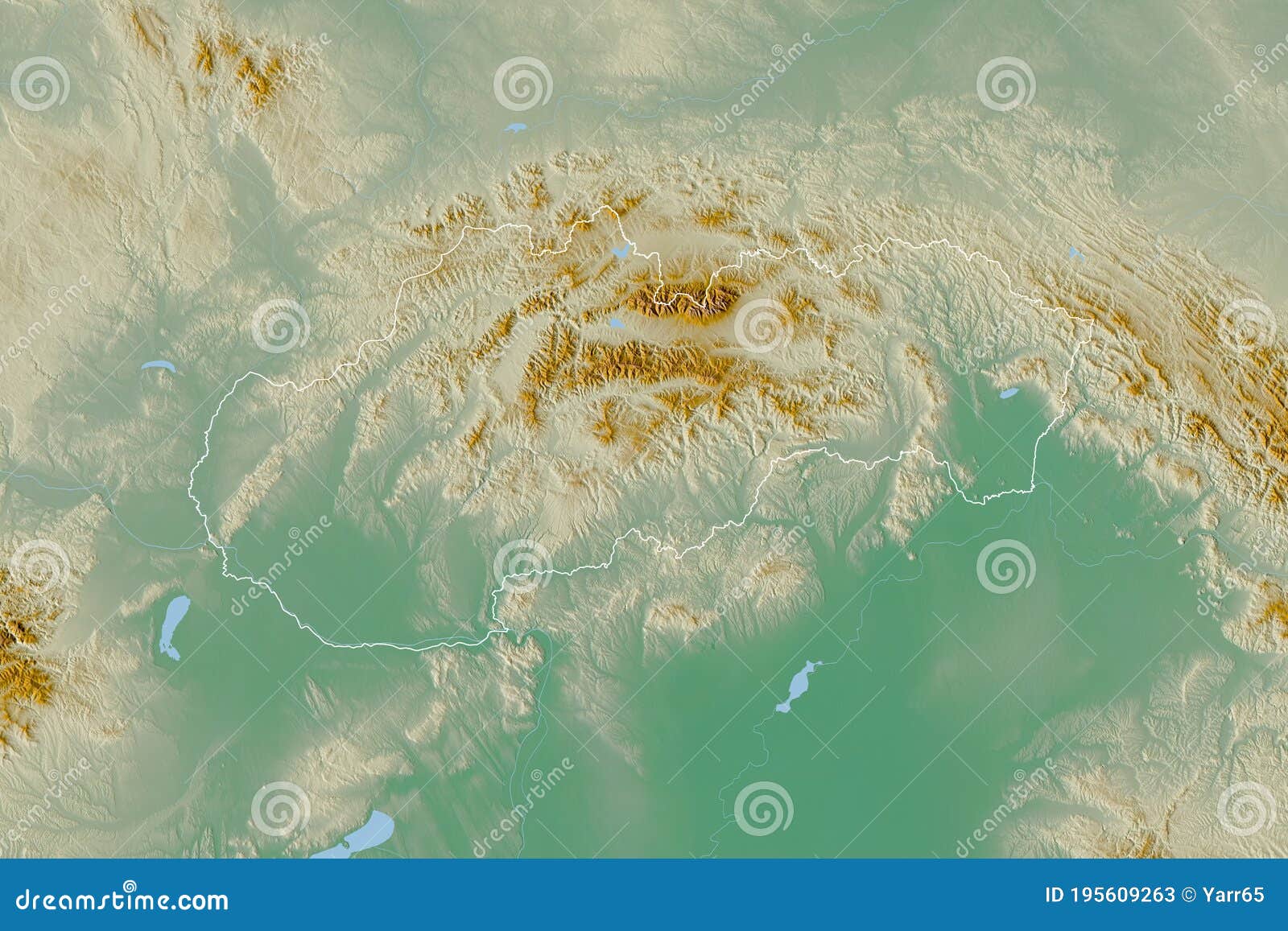 Slovakia outlined. Relief stock illustration. Illustration of region ...