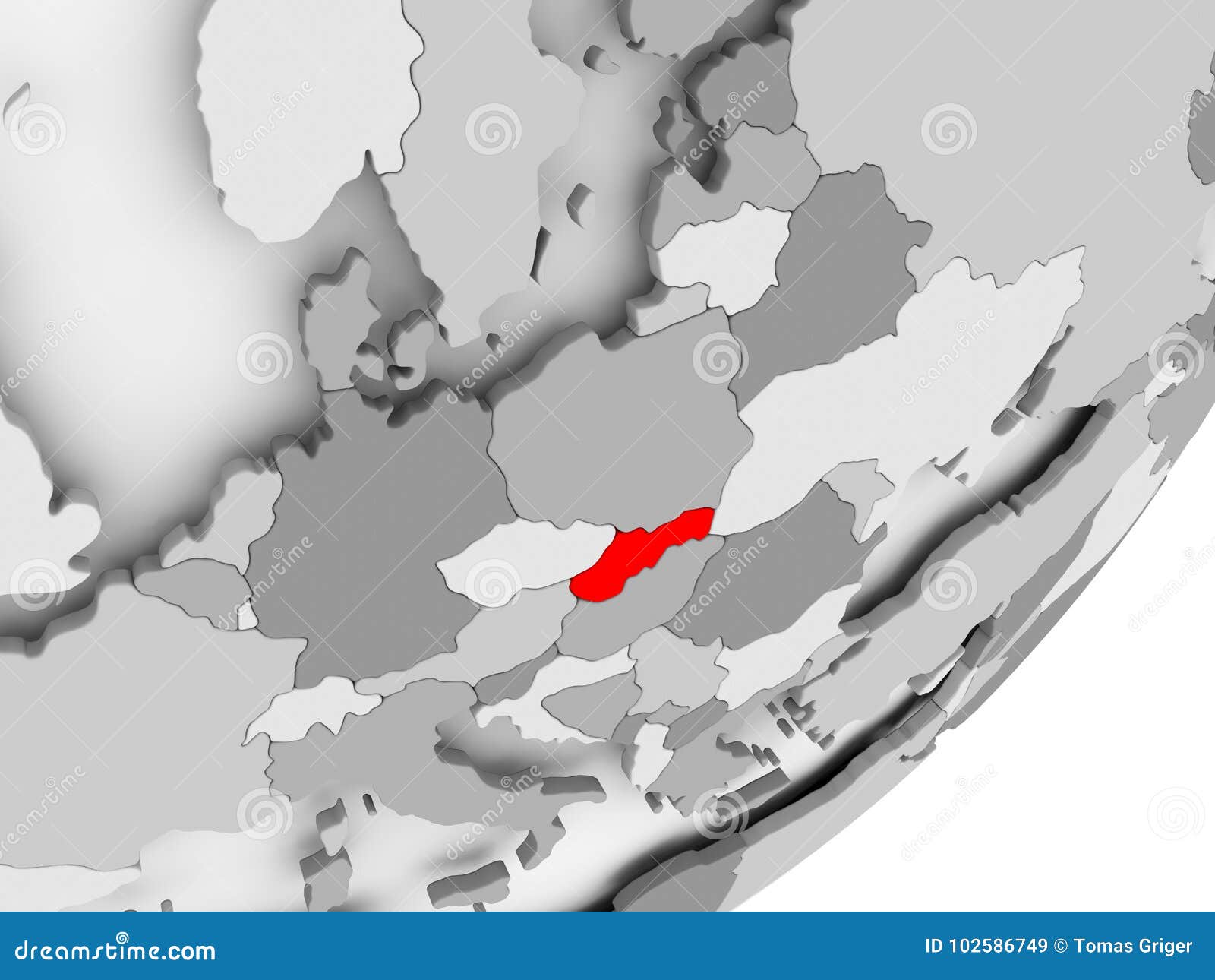 Slovakia in Red on Grey Map Stock Illustration - Illustration of europe ...