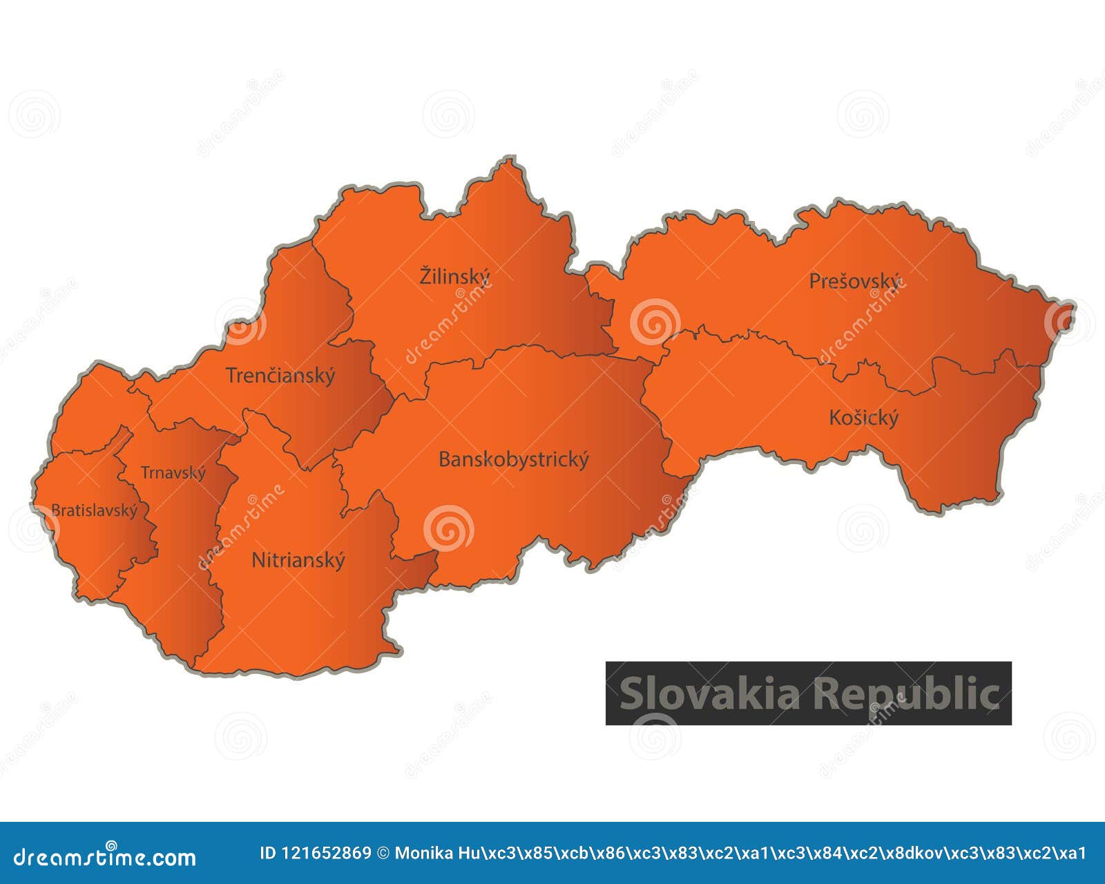 Slovakia Map, Individual Regions With Names, Infographics And Icons ...
