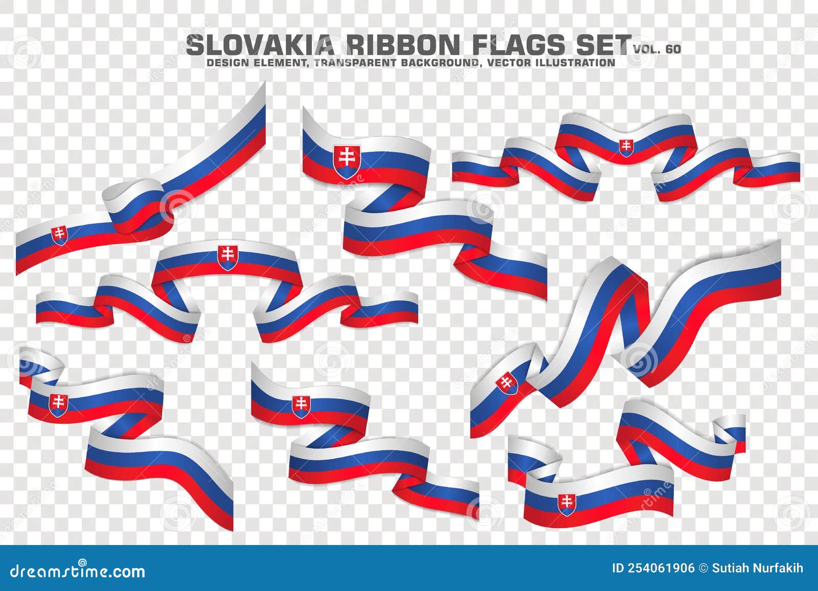 Slovakia Ribbon Flags Set, Element Design. Vector Illustration Stock ...