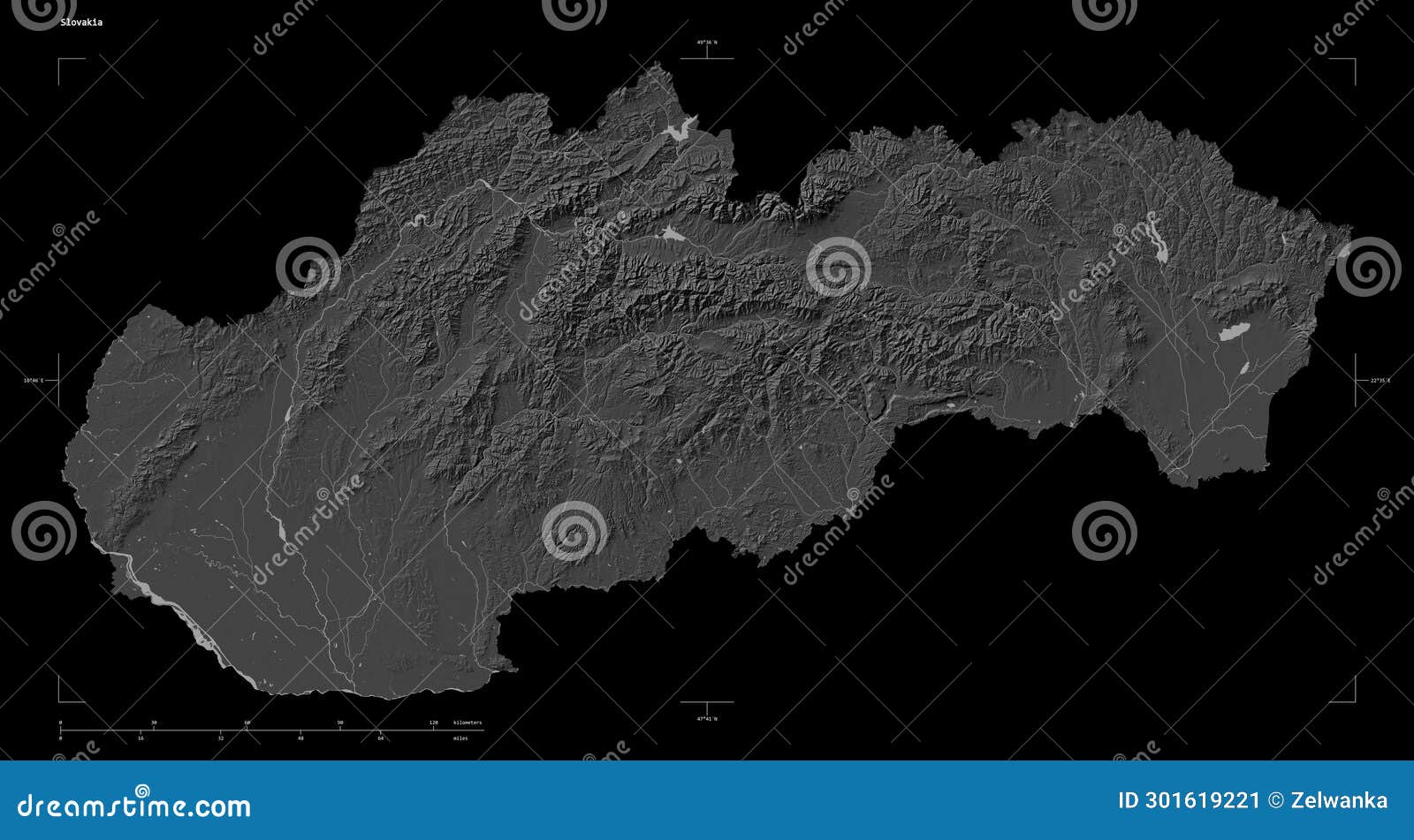 Slovakia Shape on Black. Bilevel Stock Illustration - Illustration of ...