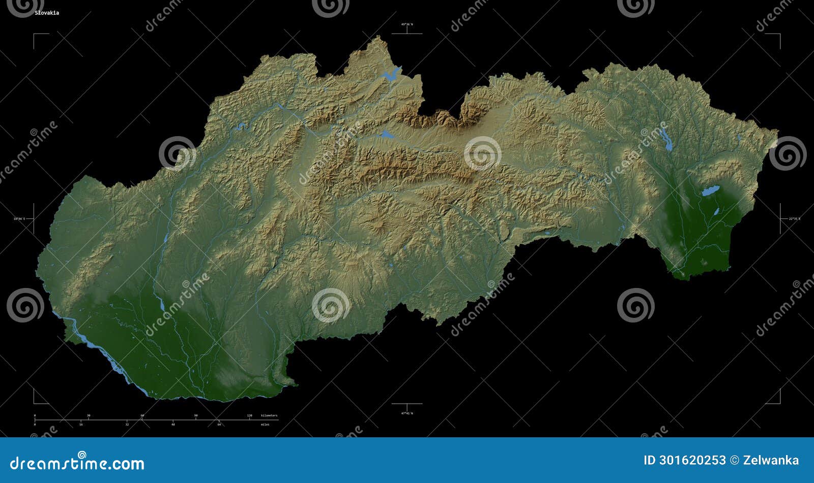 Slovakia Shape on Black. Physical Stock Illustration - Illustration of ...
