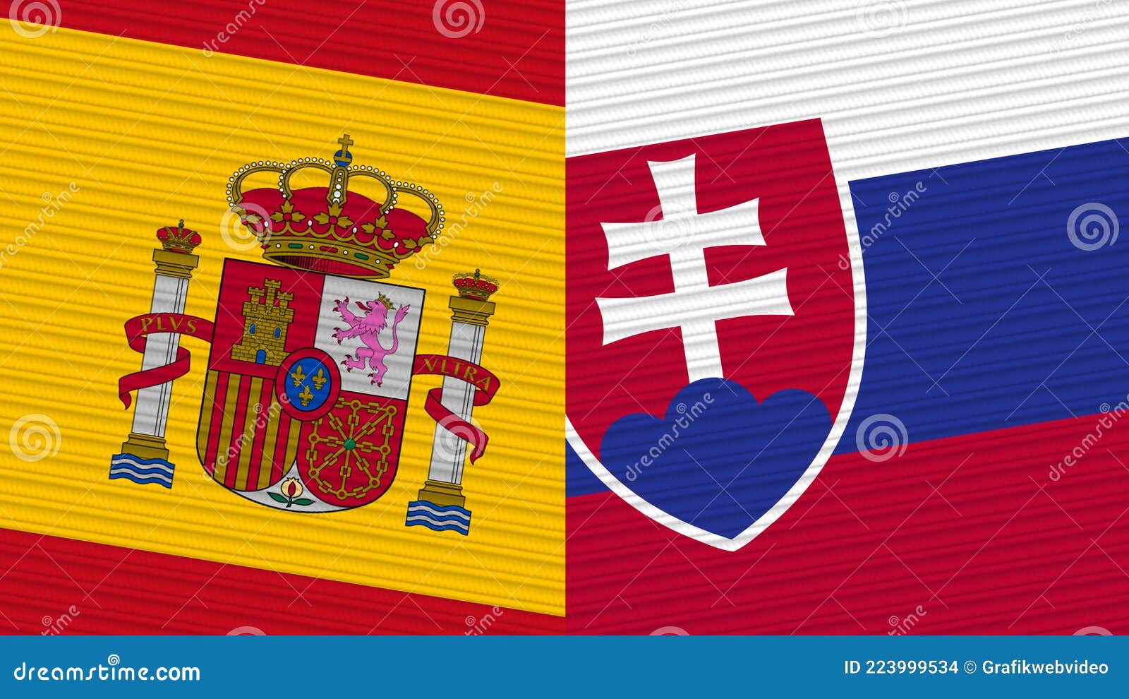 Slovakia and Spain Flags Together Fabric Texture Illustration Stock ...