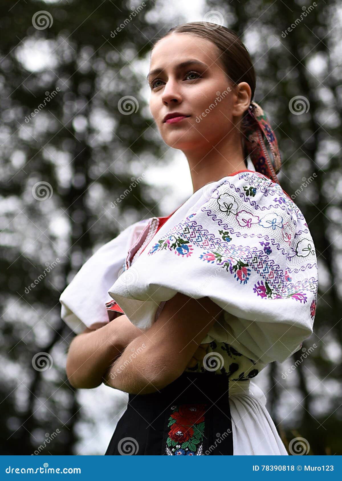 Slovakian folklore woman stock photo. Image of fashion - 78390818