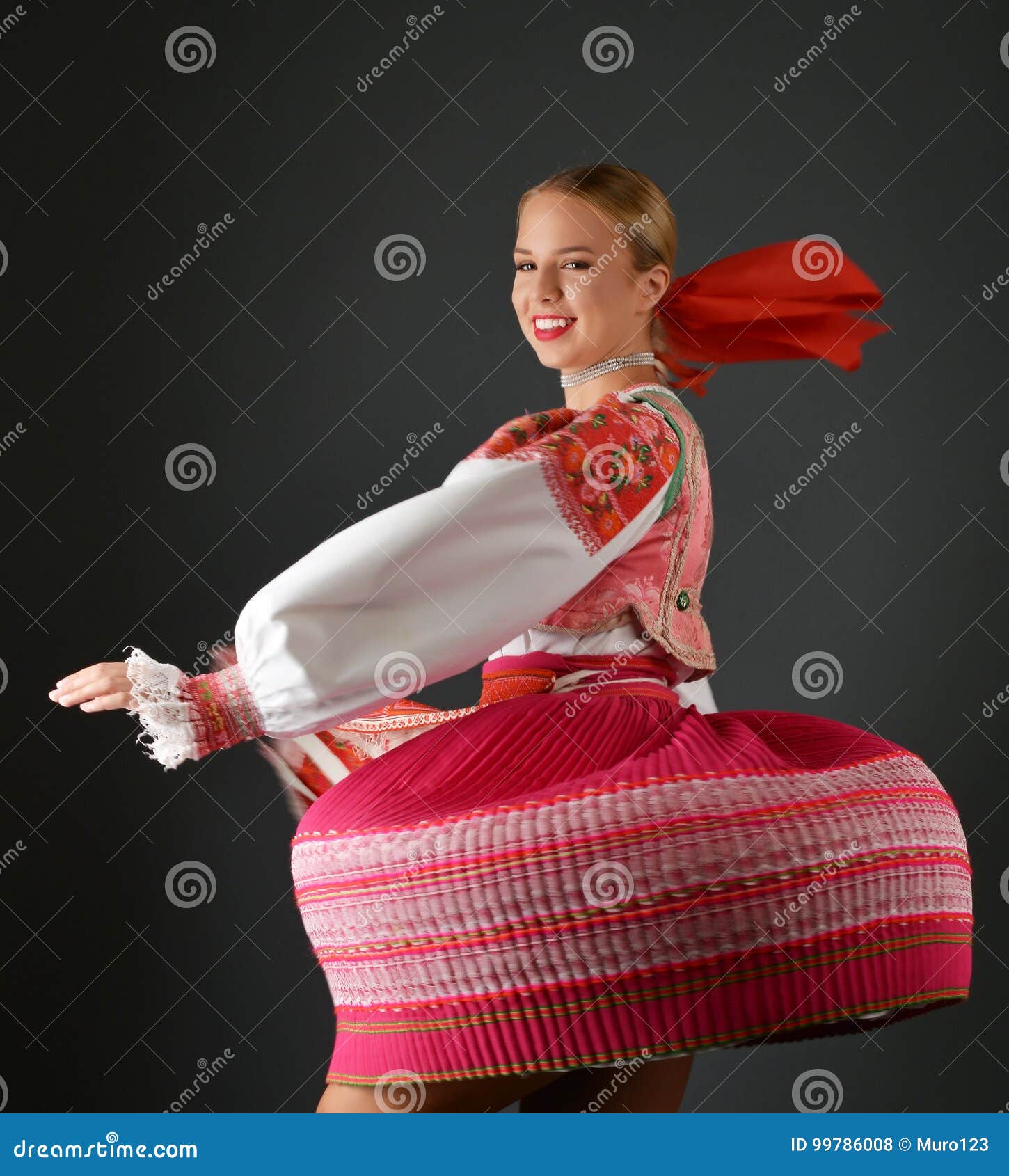 Slovakian folklore woman stock photo. Image of dress - 99786008