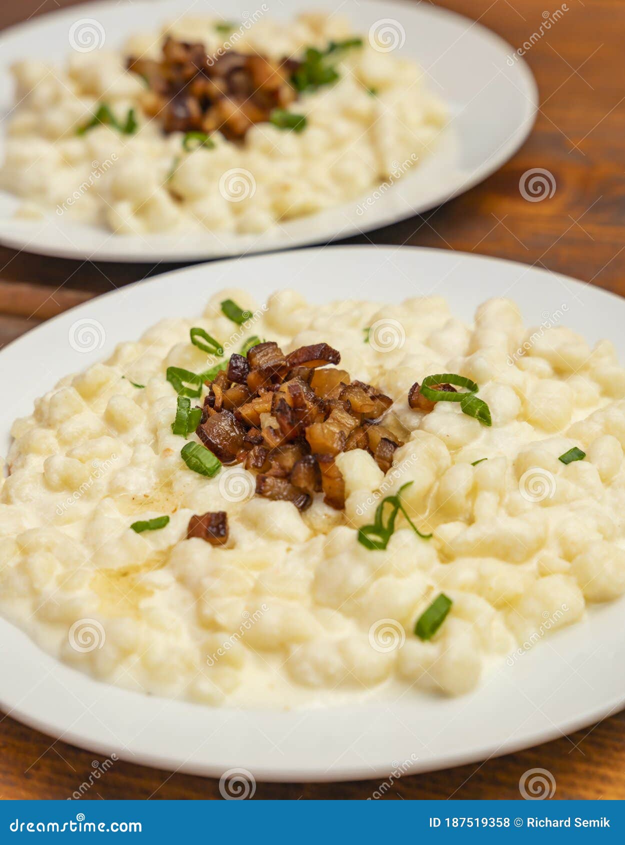Slovakian Halusky Dish with Bacon Stock Photo - Image of close ...