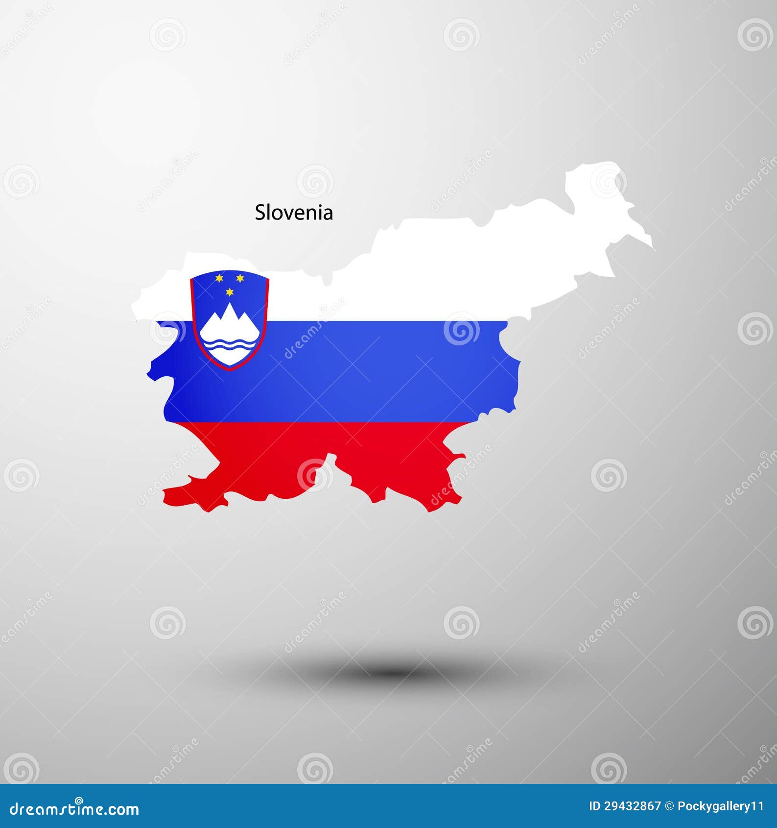 Slovenia flag on map stock vector. Illustration of white - 29432867