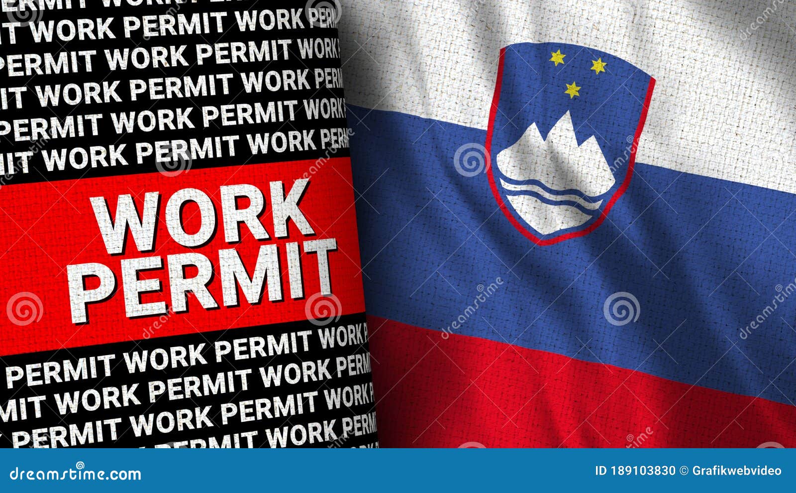 Slovenia Flag with Work Permit Title Stock Illustration - Illustration ...