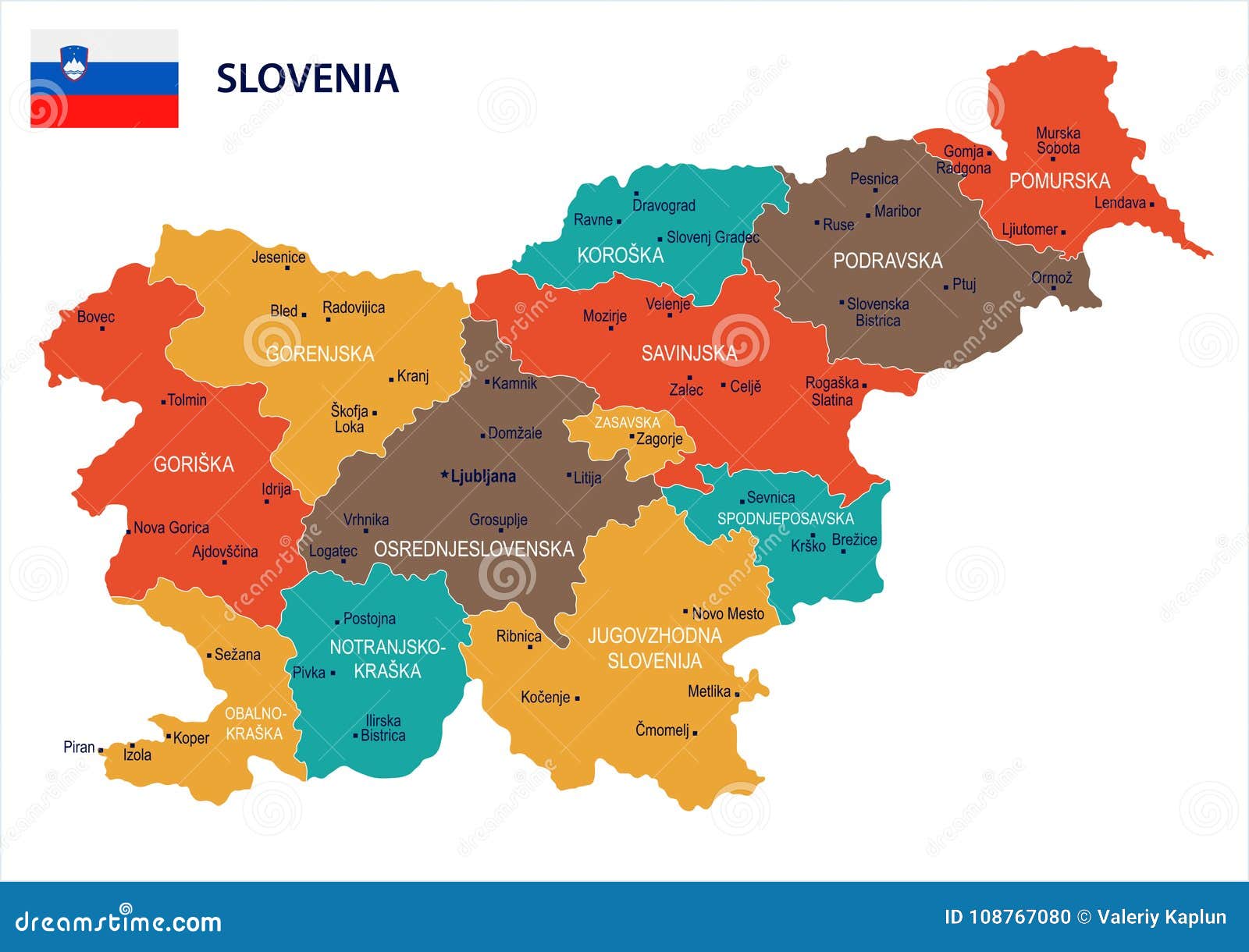 Slovenia - Map and Flag Detailed Vector Illustration Stock Illustration ...