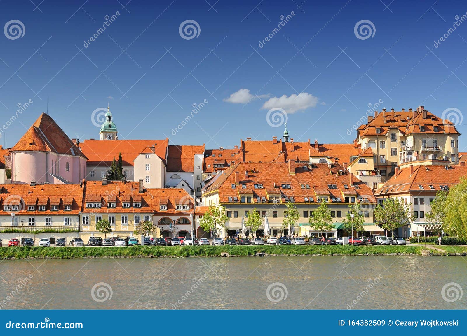 Slovenia, Maribor, Maribor`s Old Town Along the Drava River Stock Image ...