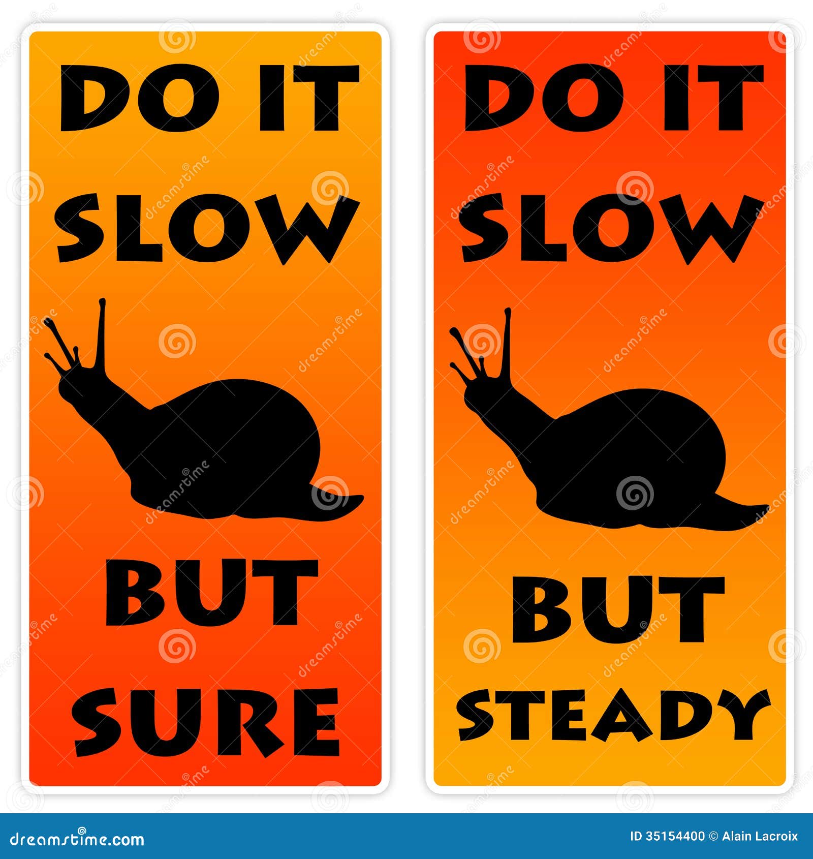 Slowly But Sure Hand Lettering With Cute Snail. Cartoon Vector ...