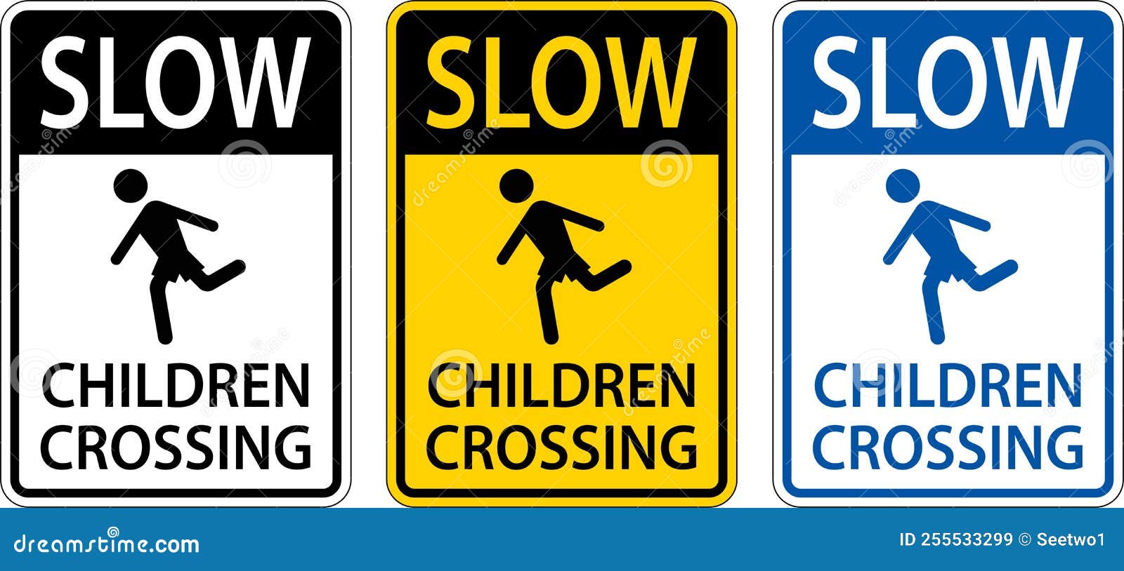 Slow Children Crossing Sign on White Background Stock Vector ...