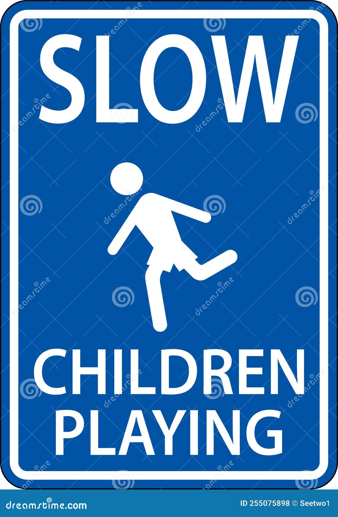 Slow Children Playing Sign on White Background Stock Vector ...