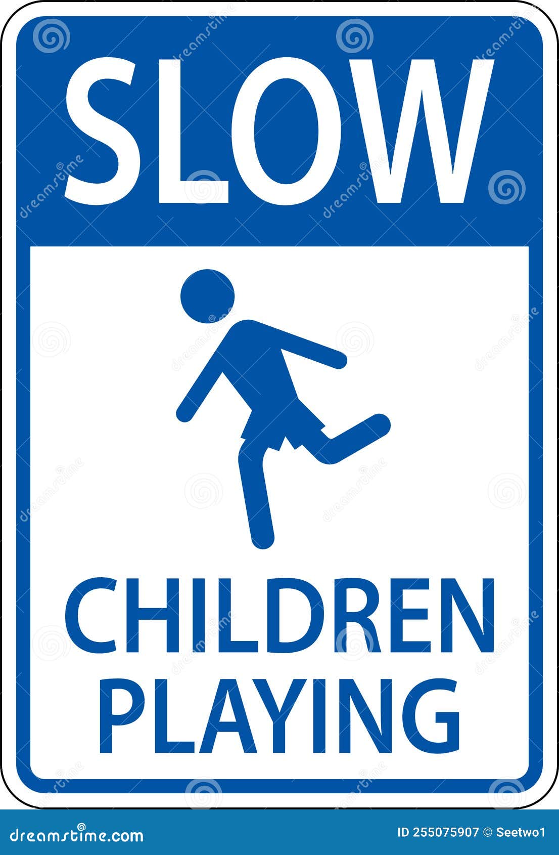 Slow Children Playing Sign on White Background Stock Vector ...