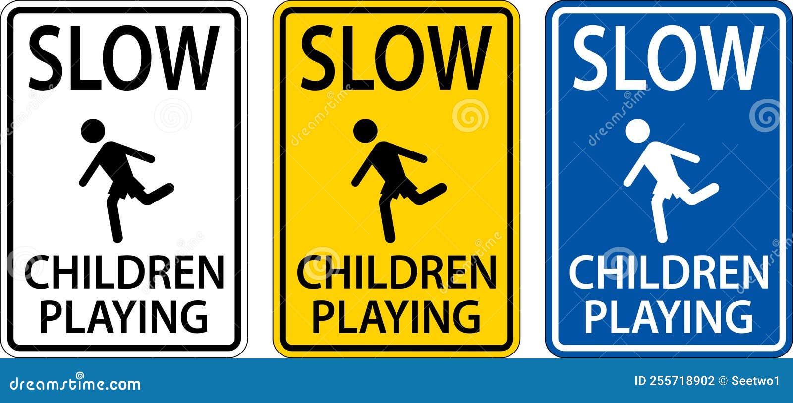 Slow Children Playing Sign on White Background Stock Vector ...