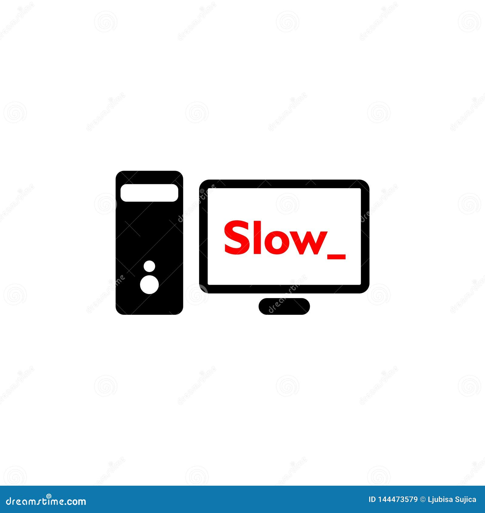 Slow computer icon or sign stock vector. Illustration of drawing ...