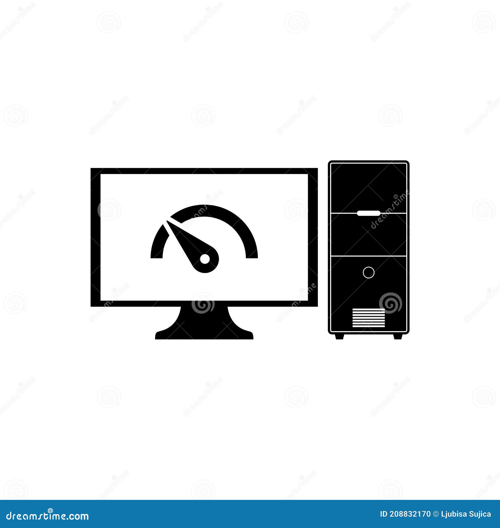 Slow Computer Performance Icon Isolated on White Background Stock ...